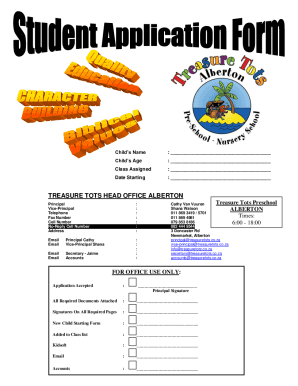 Fillable Online treasuretots co STUDENT APPLICATION FORM - Treasure ...