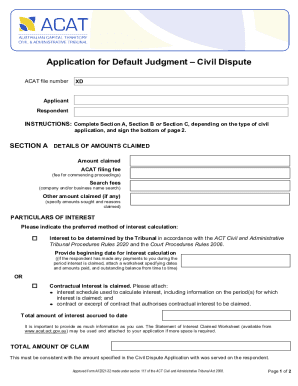 Fillable Online Application for Default JudgmentCivil Dispute. Form to ...