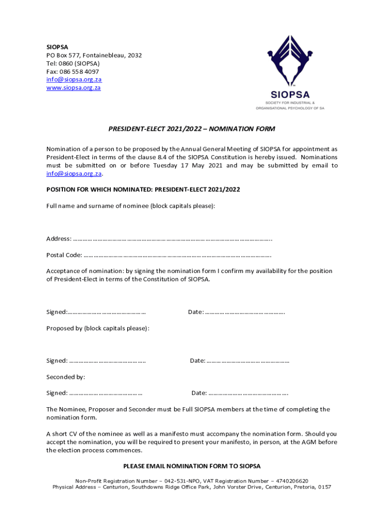 Fillable Online Honorary Life memberNOMINATION FORM Fax Email Print ...