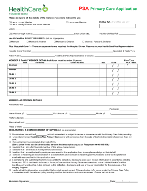Fillable Online Primary Care Application Form - HealthCarePlus NZ Fax ...