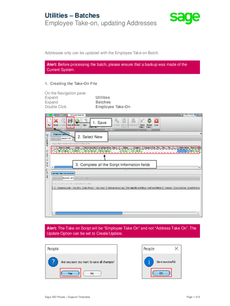 Fillable Online Sage 300 People Employee Take On - Updating Addresses Only Fax Email Print ...