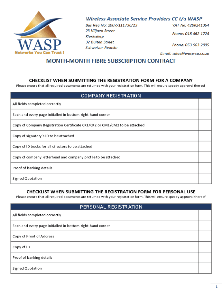 Fillable Online checklist when submitting the registration form for a ...