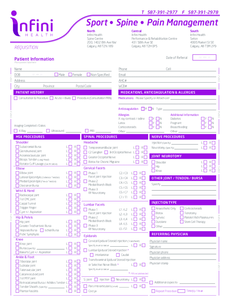 Fillable Online Requisition Form - Infini Health Fax Email Print ...