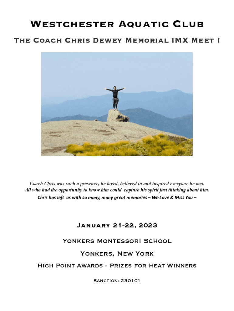 Fillable Online Great swims at Chris Dewey IMX meet! Here is a slide ...