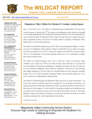 Fillable Online The WILDCAT REPORT - Maquoketa Valley Fax Email Print - pdfFiller