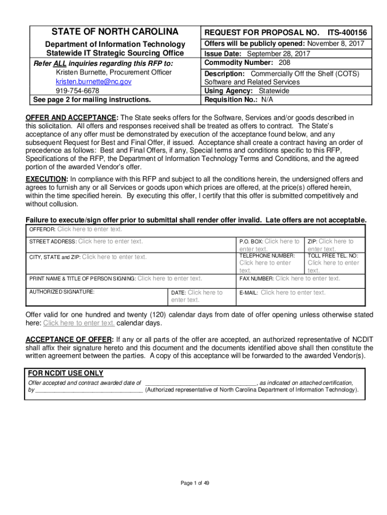Fillable Online north carolina department of information technology ...