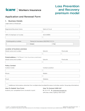 Fillable Online Loss Prevention and Recovery premium model ...