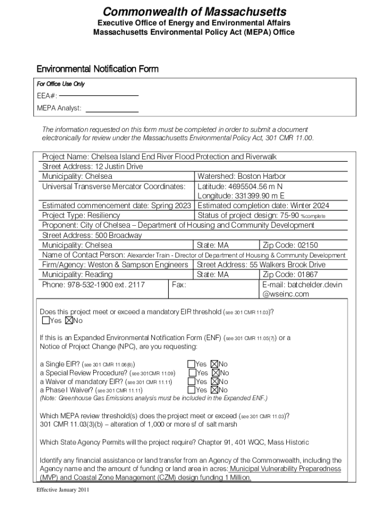 Fillable Online Environmental Notification Form (ENF) Preparation and ...