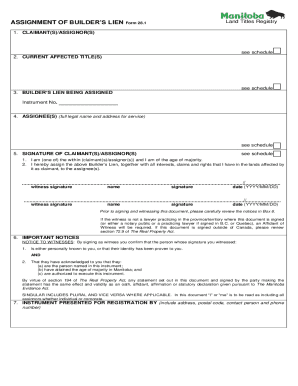 Fillable Online ASSIGNMENT OF BUILDER'S LIEN Form 28.1 Fax Email Print ...