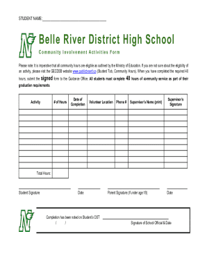 Fillable Online BRDHS Community Hours Form Fax Email Print - pdfFiller