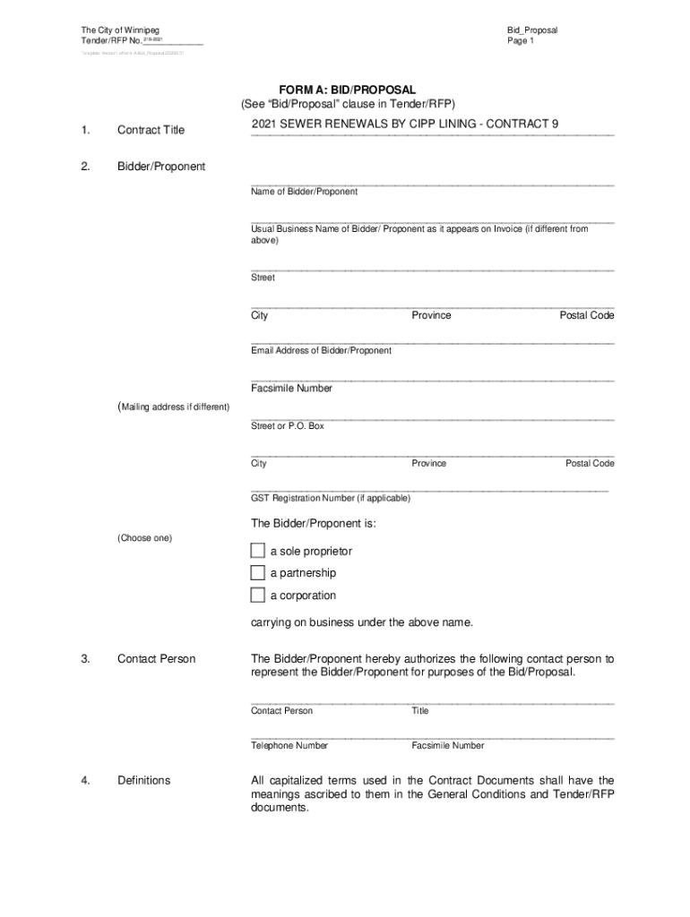 Fillable Online Name of Bidder/Proponent Fax Email Print - pdfFiller