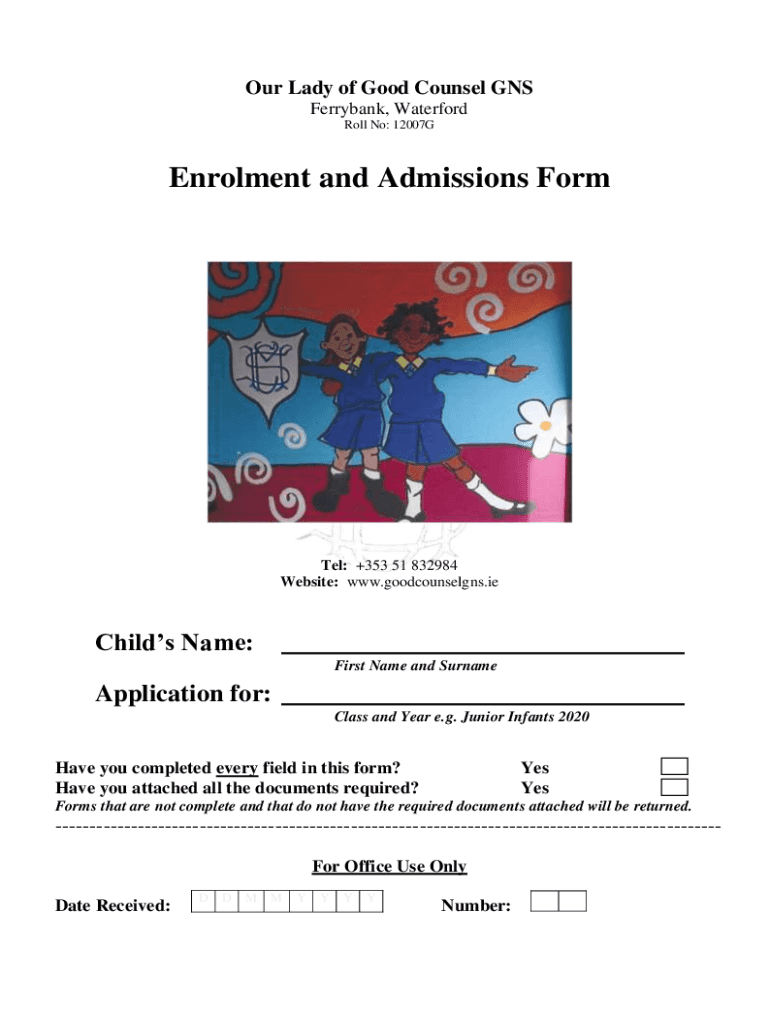 Fillable Online Enrolment and Admissions Form Child's Name Fax Email ...