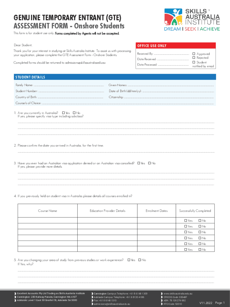 Fillable Online Genuine Temporary Entrant - How to Meet the GTE Requirement Fax Email Print ...