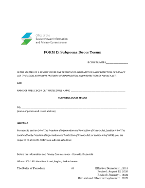 Fillable Online sample letter in response to a subpoena - IN.gov Fax ...