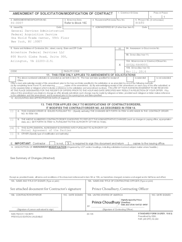 Fillable Online Amendment of Solicitation Sample Clauses Fax Email ...