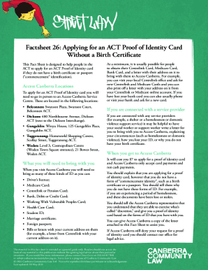 Fillable Online canberracommunitylaw org Proof of Identity cards ...