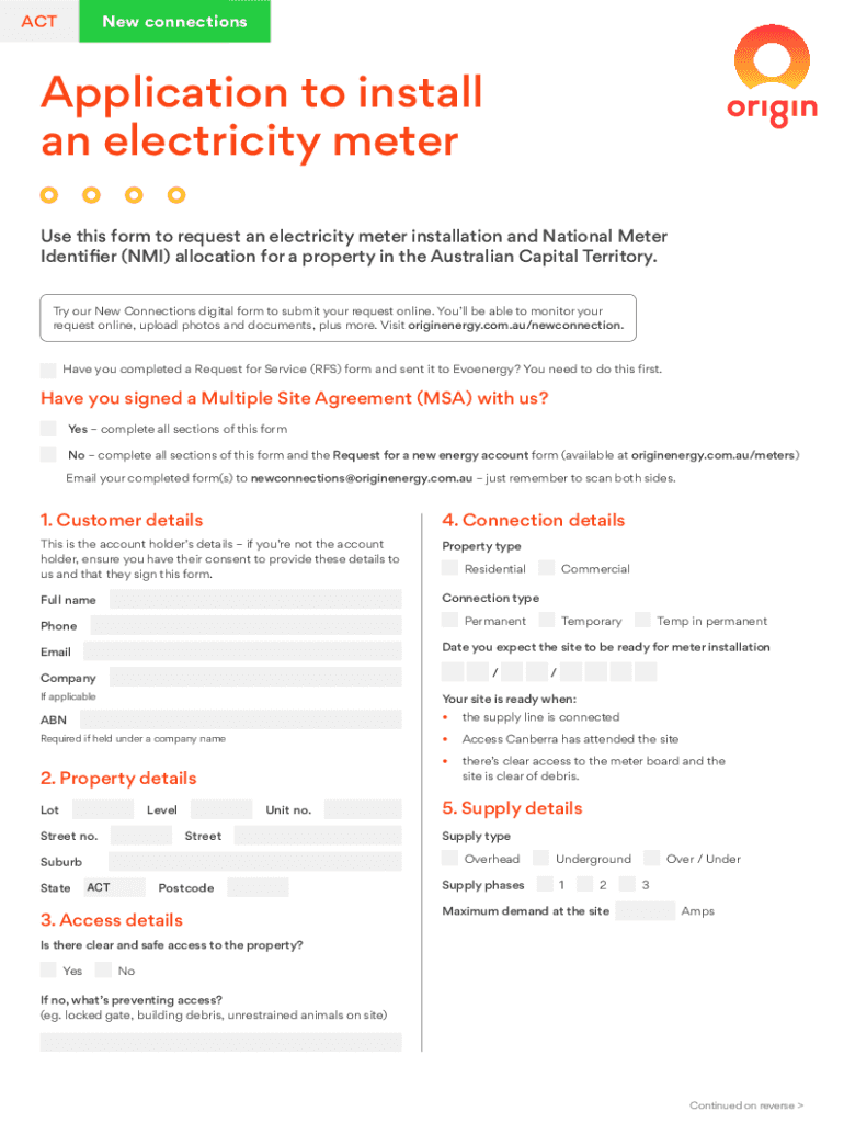 Fillable Online Starting New Electric Service-No Meter Installed Fax ...