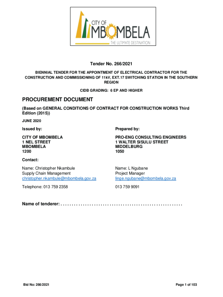 Fillable Online Biennial Tender for the Appointment of Electrical ...