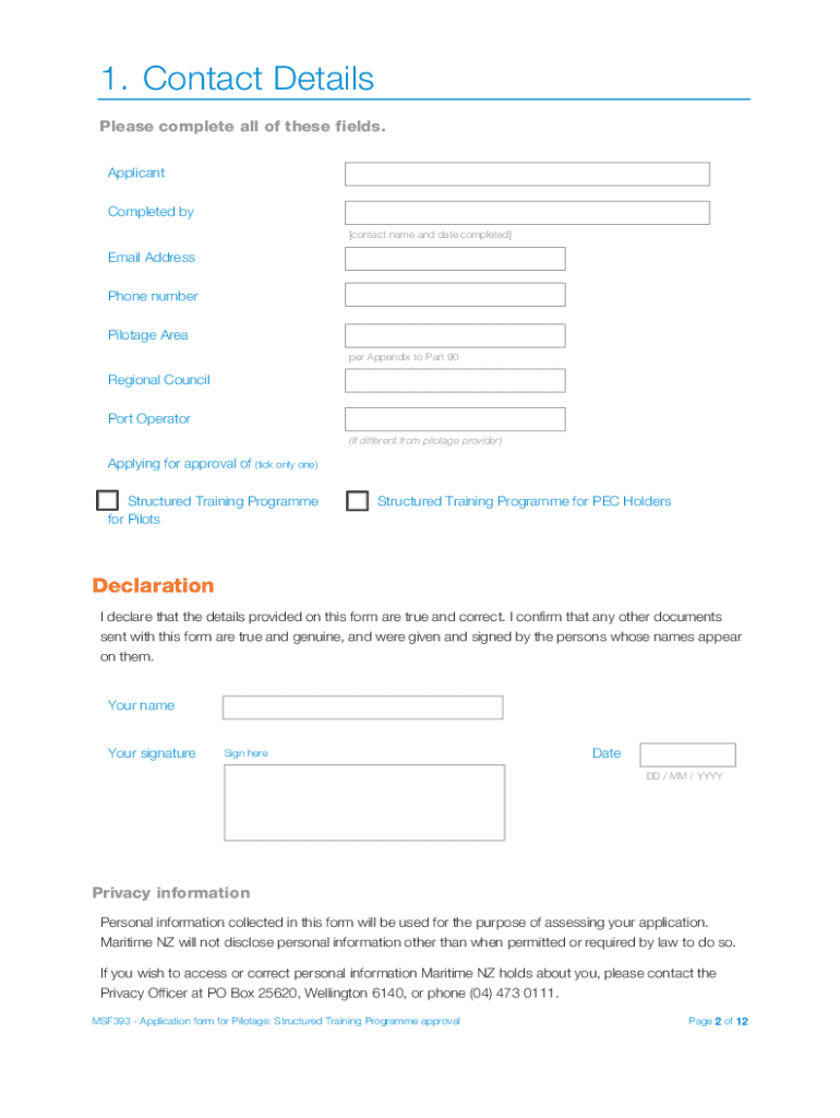 Fillable Online Pilotage exemption certificate application form ...