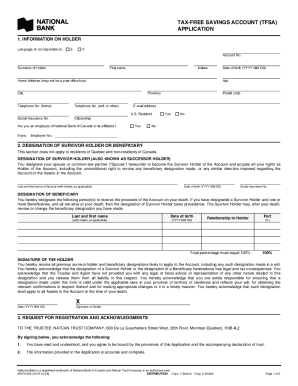 Fillable Online Tax-Free Savings Account Application Form - Dynamic ...