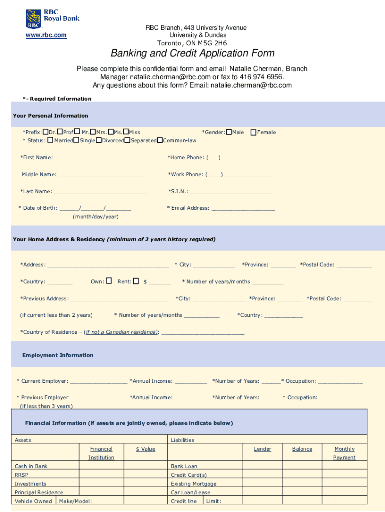 Fillable Online Royal Bank Of Canada Branch 443 University Ave In Toronto Fax Email Print ...