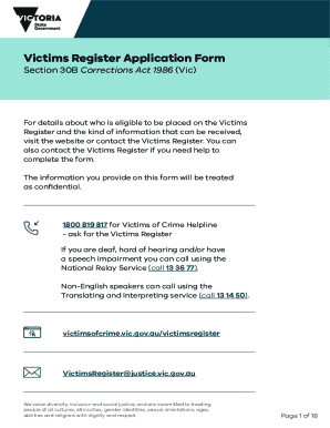 Fillable Online Victims Register Application FormVictims of Crime ...