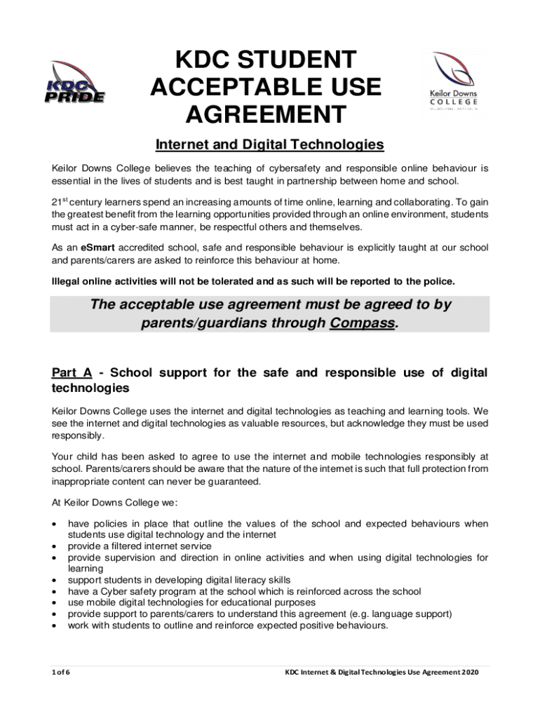 Fillable Online Good Digital Citizenship - Responsible Use Agreement ...