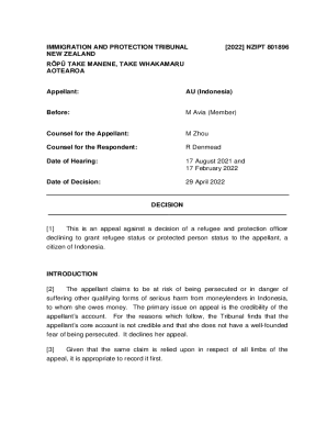 Fillable Online Adjudication of asylum claims (refugee status ...