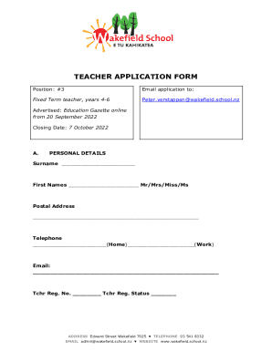 Fillable Online Teaching Job Application Form Template - Jotform Fax Email Print - pdfFiller