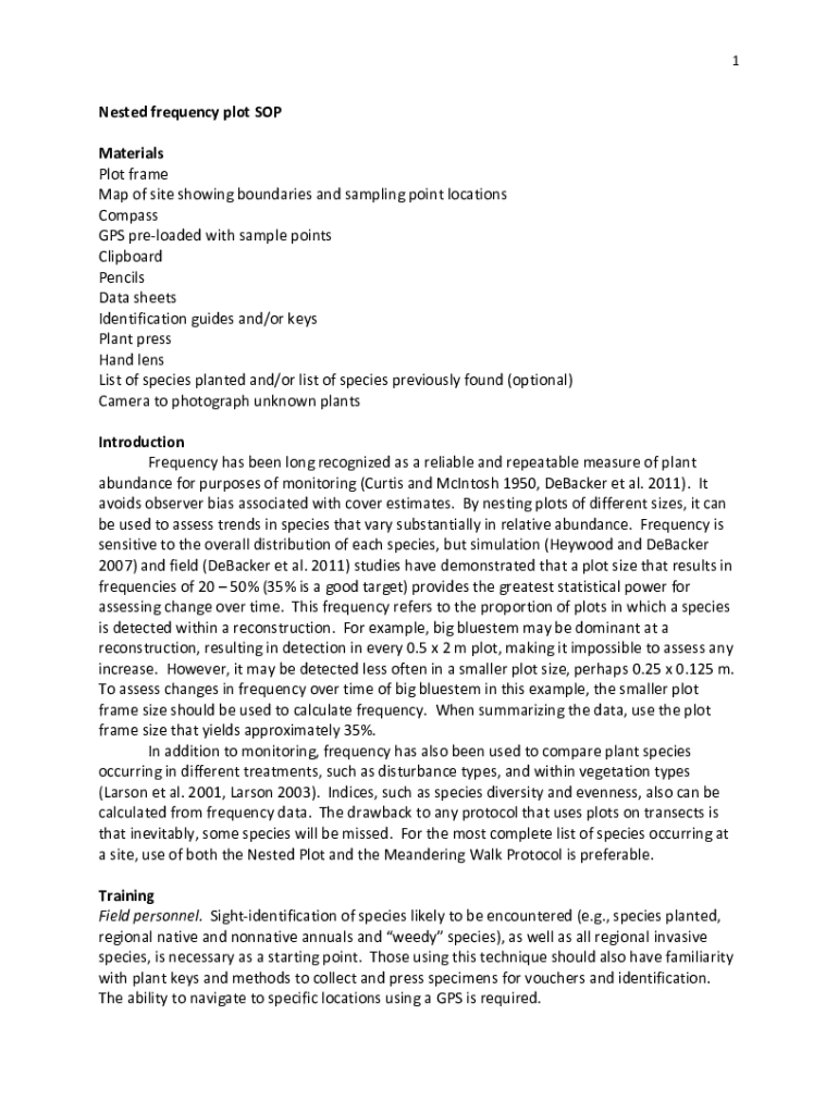 Fillable Online Nested Frequency Plot Sample Design and Field Methods for ... Fax Email Print ...