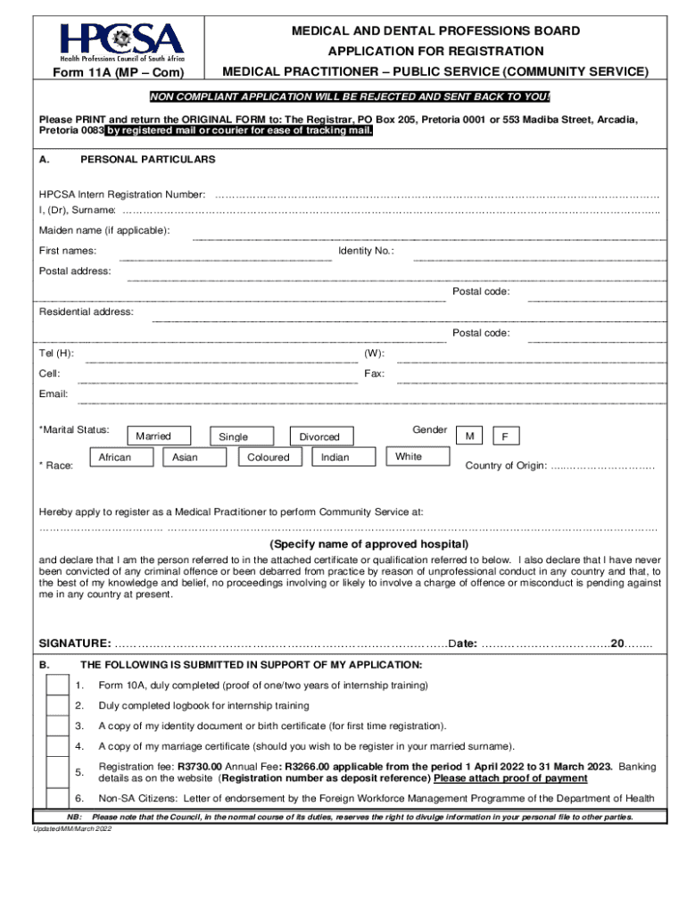 Fillable Online Form 11A (MPCom) MEDICAL AND DENTAL ... Fax Email Print ...