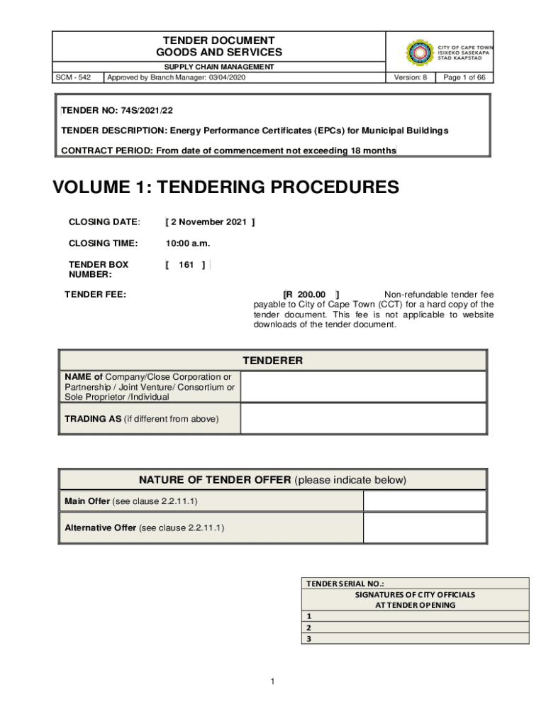 Fillable Online TENDER DESCRIPTION: Energy Performance Certificates ...