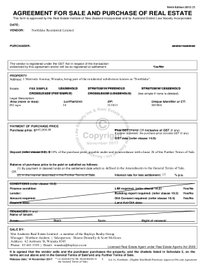 Fillable Online agreement for sale and purchase of real estate ...