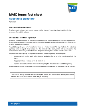 Fillable Online MAIC forms fact sheet - Substitute signatory Fax Email ...