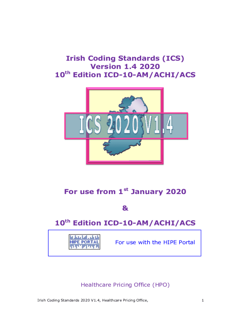 Fillable Online Irish Coding Standards (ICS) Version 4.0 For use from ...