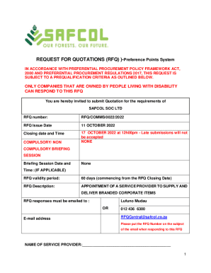 Fillable Online REQUEST FOR QUOTATIONS (RFQ) )-Preference Points System ...