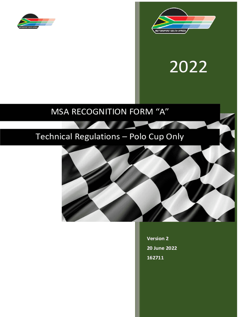 Fillable Online MSA RECOGNITION FORM A Technical Regulations - NET Fax ...