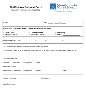 Fillable Online LEAVE REQUEST FORM Designation of sick and vacation ...