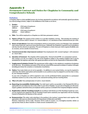 Fillable Online Appendix 9 - Permanent Contract and Duties for Chaplains in ... Fax Email Print ...