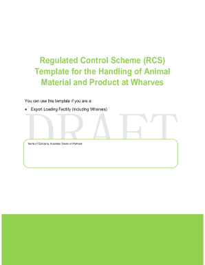 Fillable Online RCS Template for the Handling of Animal Material and ...