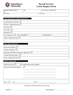 Fillable Online Payroll Services Letter Request Form Fax Email Print - pdfFiller