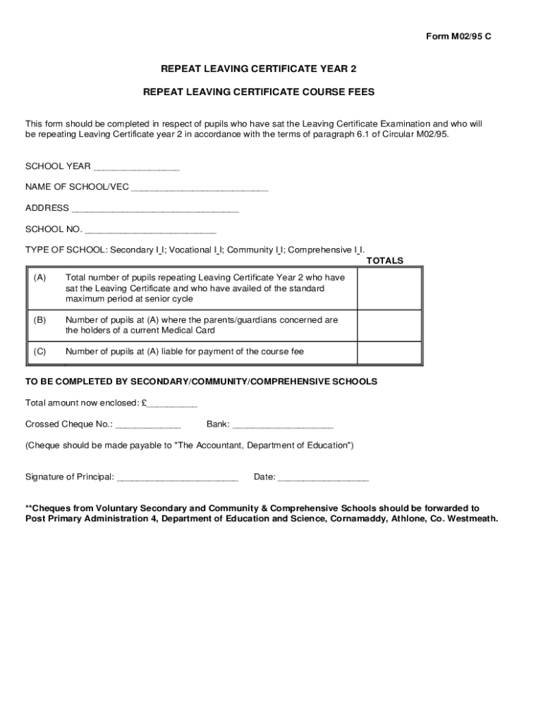 Fillable Online Form M02/95C - Department of Education and Skills ...