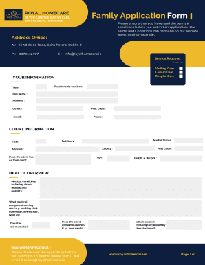 Fillable Online Application Form I Senior Care - Royal Homecare Fax Email Print - pdfFiller