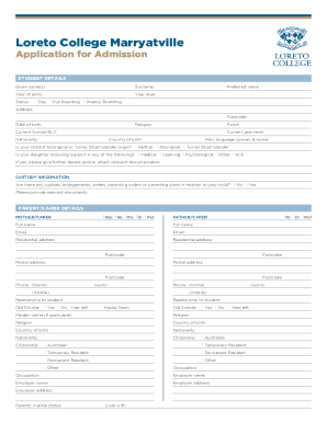 Fillable Online Application Forms - Loreto College Cavan Fax Email ...