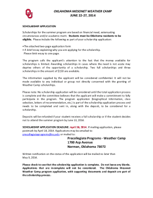 Fillable Online Summer Camp Scholarship Application Fax Email Print ...