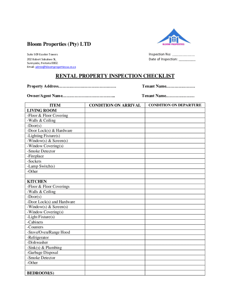Fillable Online rental property inspection checklist Fax Email Print ...