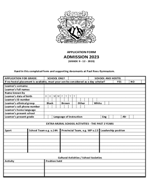Fillable Online Aansoekvorms / Application Forms - Paul Roos Gimnasium ...