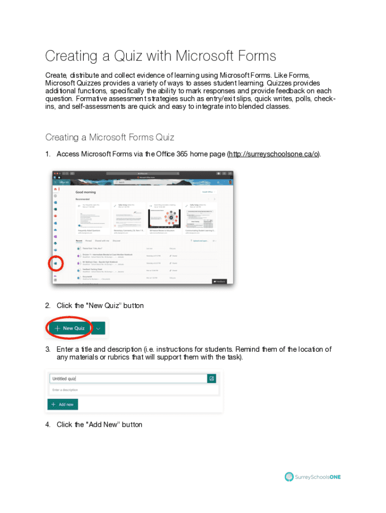 Fillable Online Creating a Quiz with Microsoft Forms Fax Email Print ...
