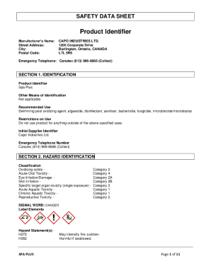 Fillable Online Safety Data Sheet - The Pool Shoppe Fax Email Print ...