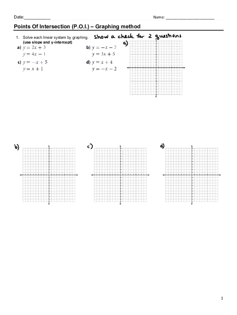 Fillable Online Points Of Intersection (P.O.I.)Graphing method - mrsk ...